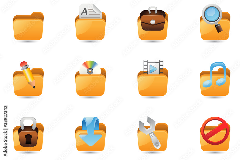 Illustration of folder icon set Stock Vector | Adobe Stock