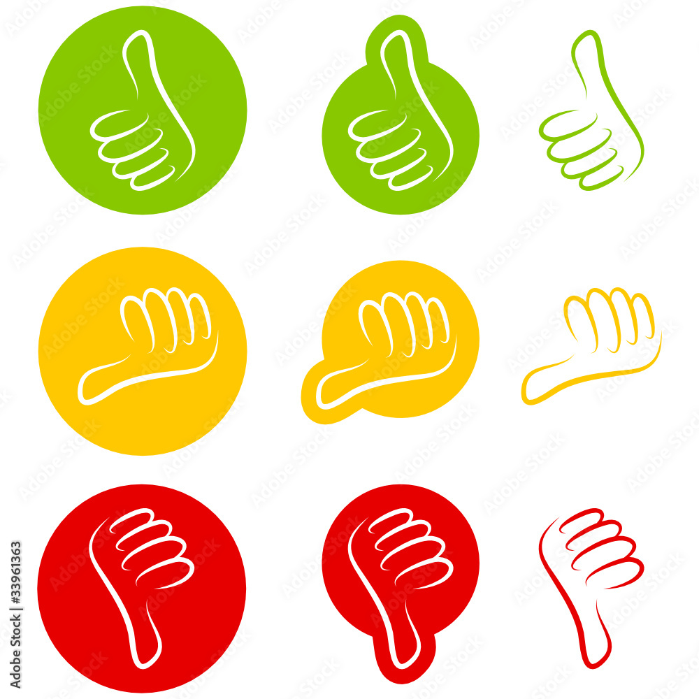Thumb Up, Middle & Down Stock Vector | Adobe Stock