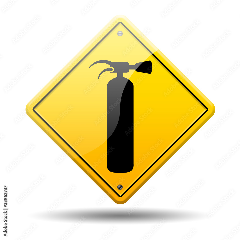 Señal amarilla simbolo extintor Stock Illustration | Adobe Stock