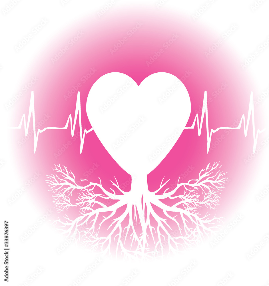 heart tree emblem - medical illustration heart health nature con Stock ...