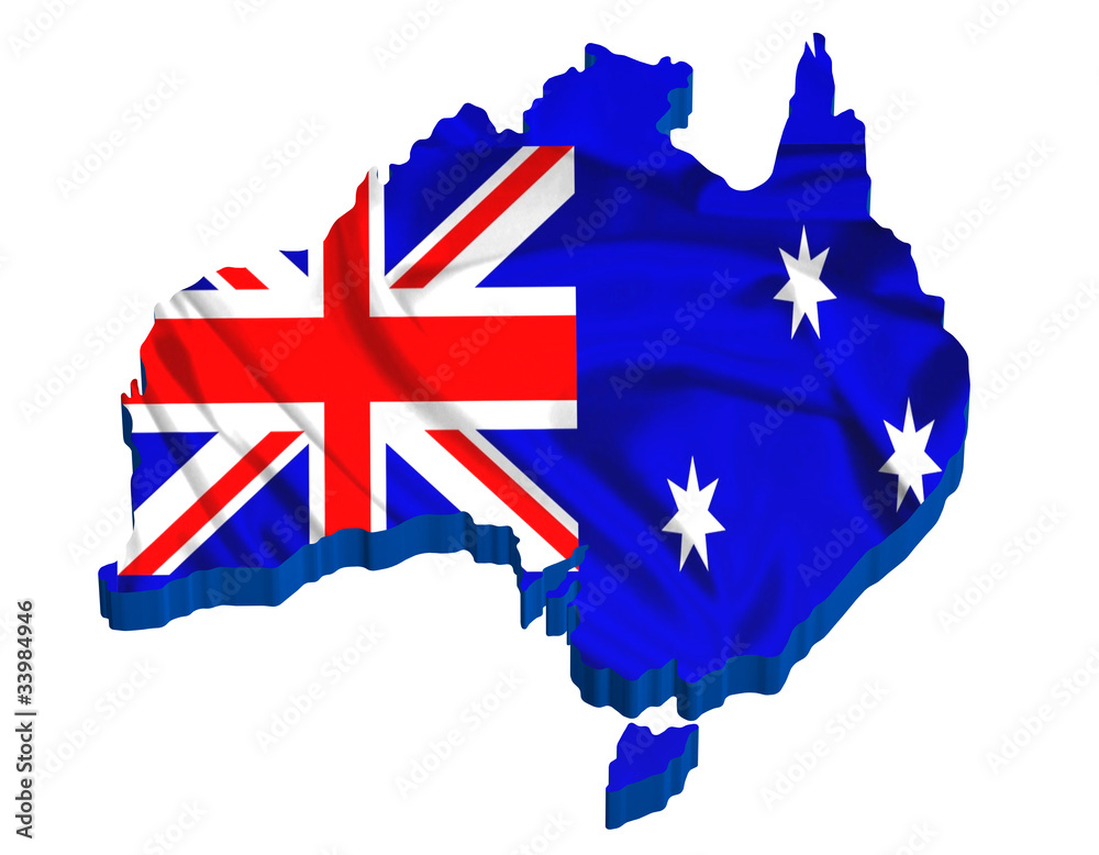 Australia map rendered with flag Stock Photo | Adobe Stock