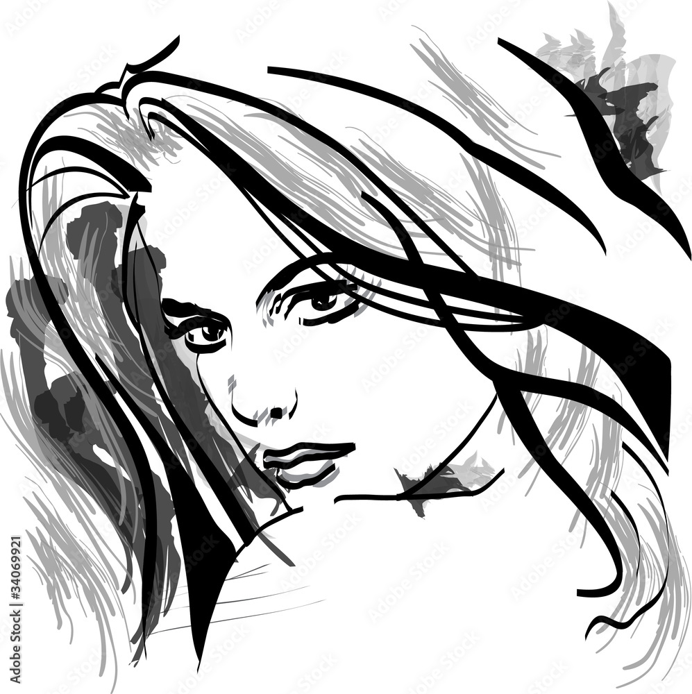 vektörel kadın yüzü Stock Vector | Adobe Stock