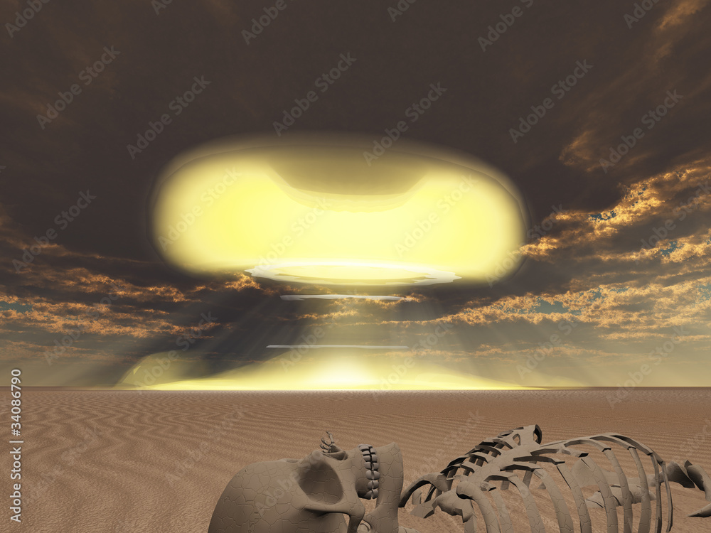Skeletal remains and nuclear explosion Stock Illustration | Adobe Stock