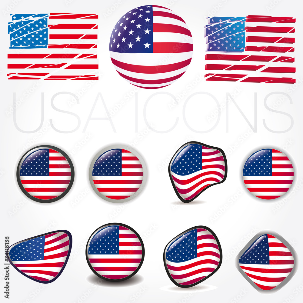 American Flag symbols icons Buttons vector illustration USA Stock ...