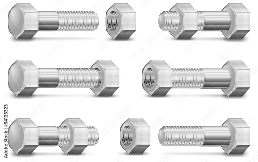 Metal Bolt and Nut Stock Vector | Adobe Stock