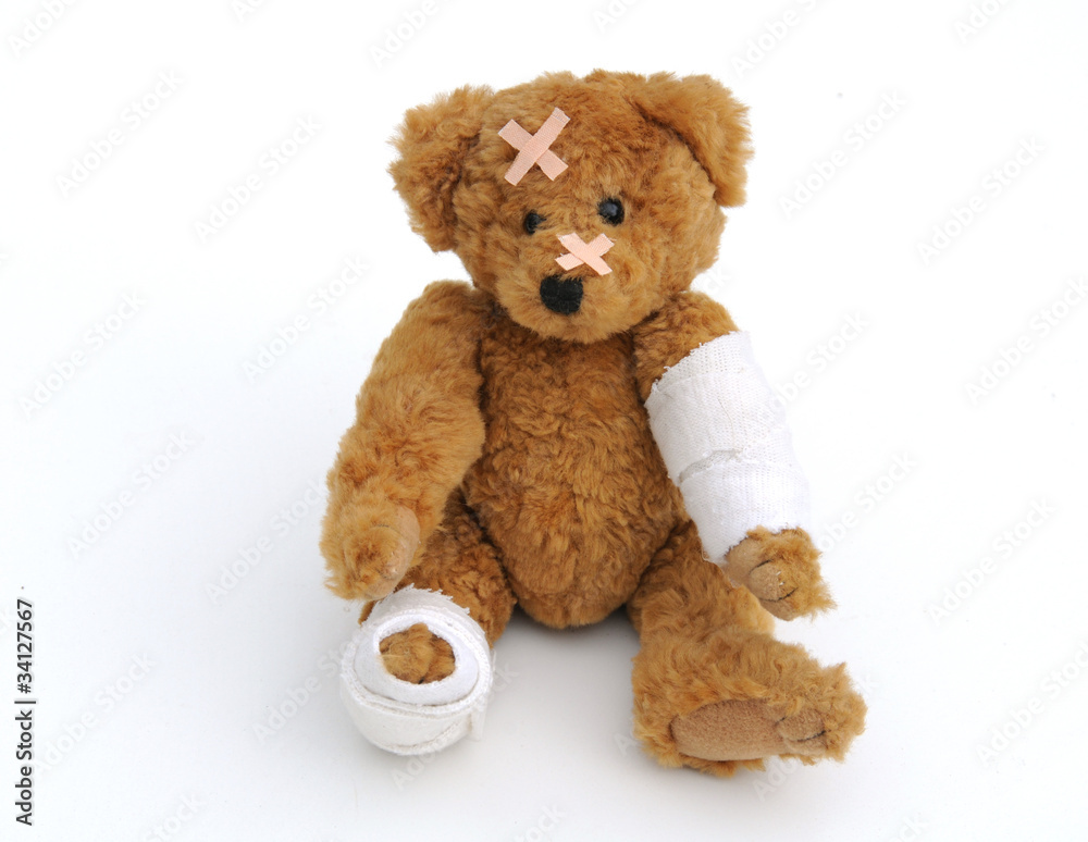 Bandaged teddy bear Stock Photo | Adobe Stock