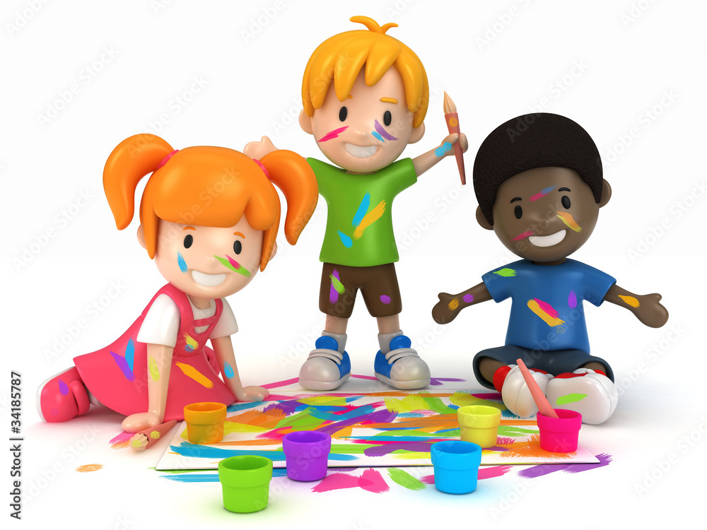 3D Render of Kids Painting Stock Illustration | Adobe Stock