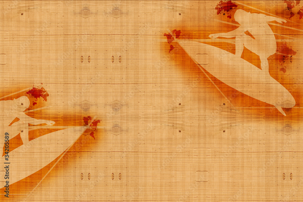 Surf logo flyer wood texture background blank template Stock ...