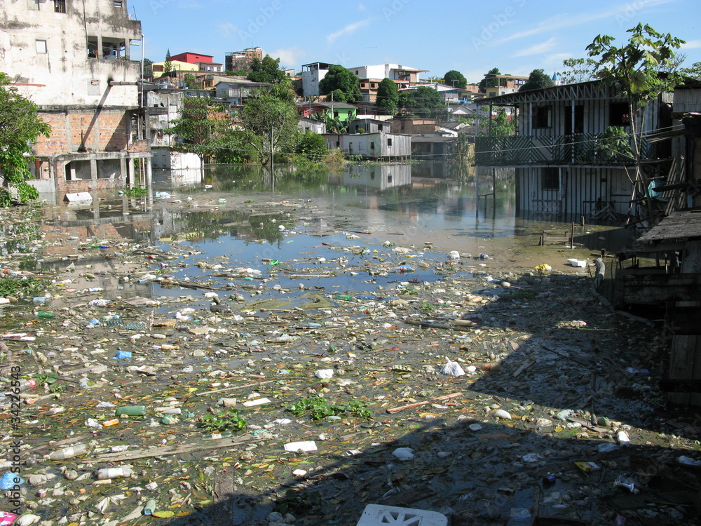 Pollution caused by Shanty town (favelas) in the Amazon Region ...