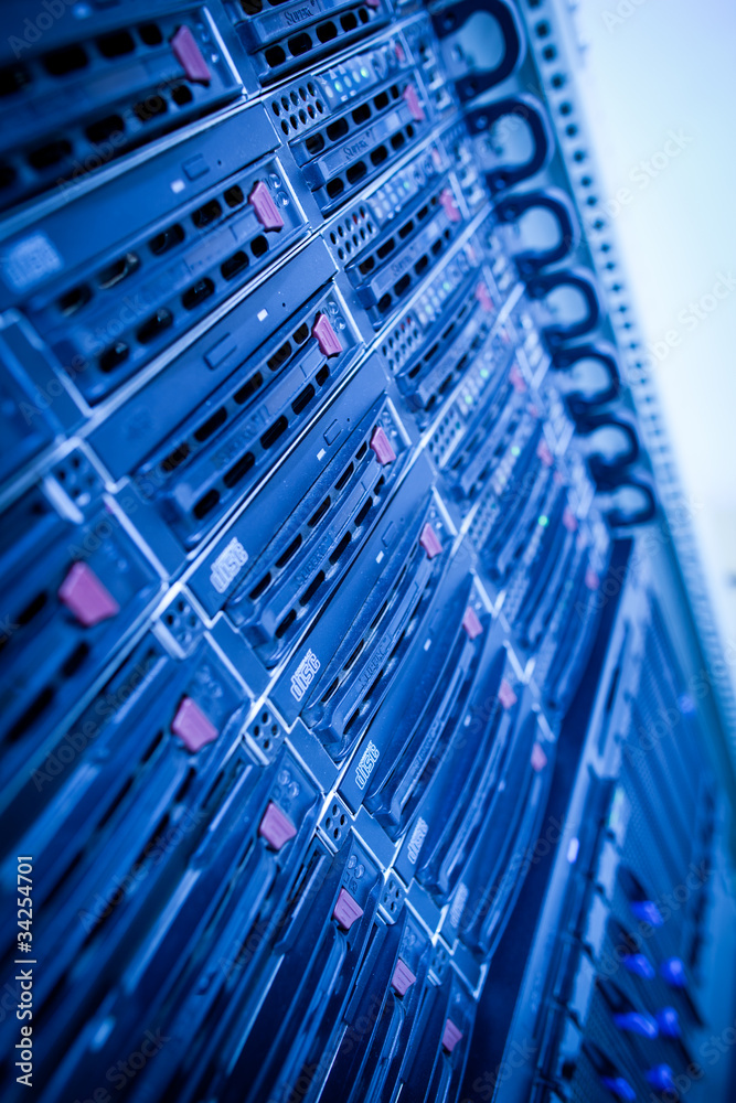 Server rack cluster in a data center Stock Photo | Adobe Stock