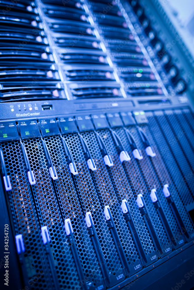 Server rack cluster in a data center Stock Photo | Adobe Stock