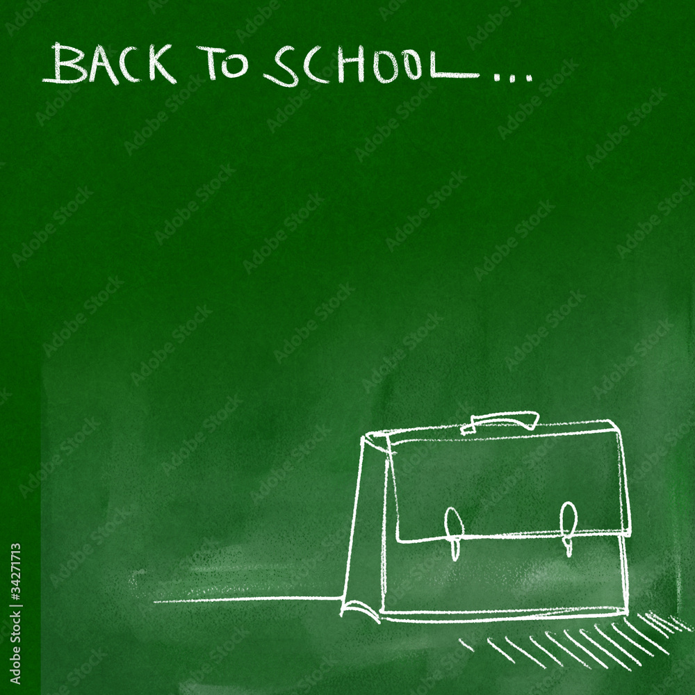 back to school - green chalkboard background (white chalk doodle Stock ...