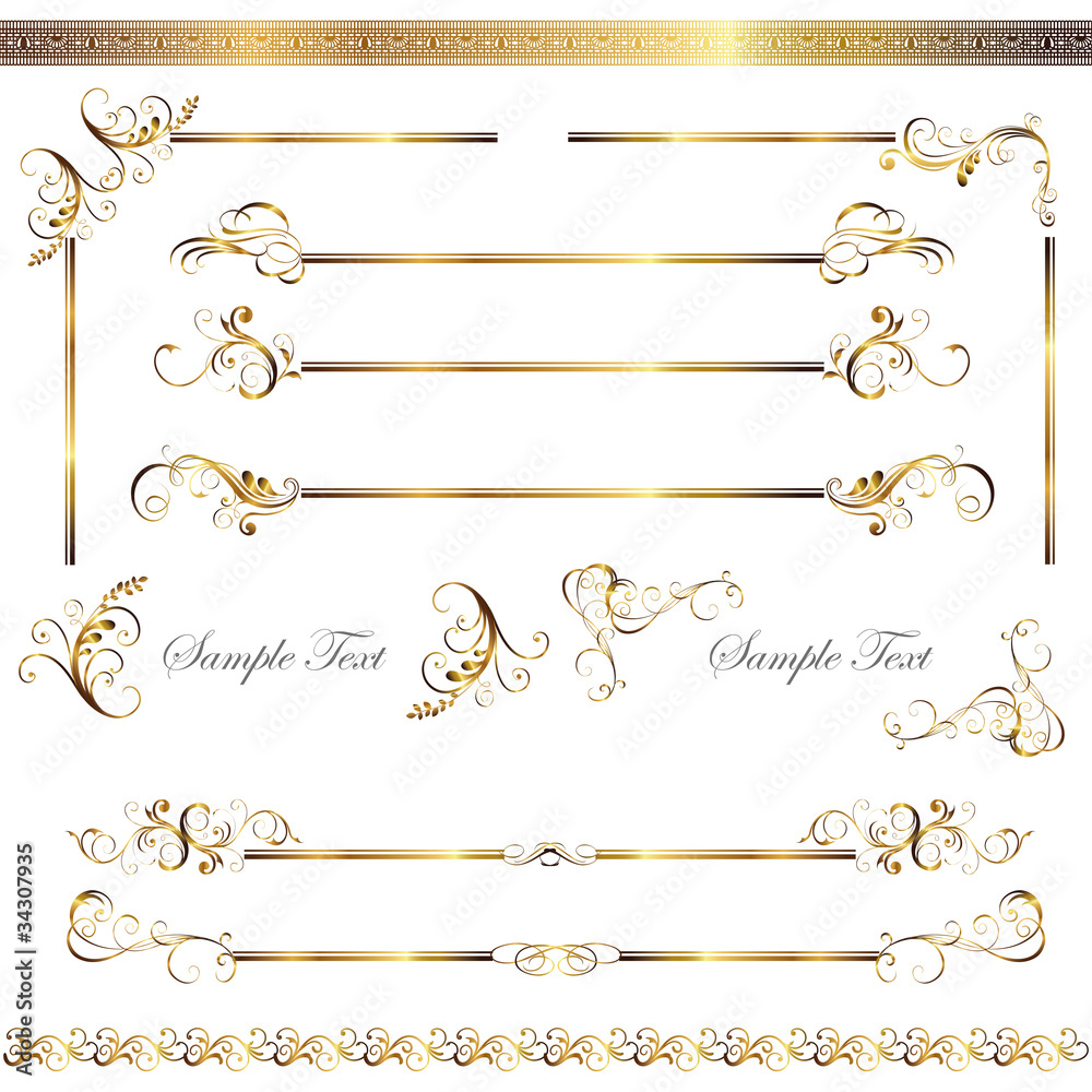 gold line and frame set Stock 벡터 | Adobe Stock