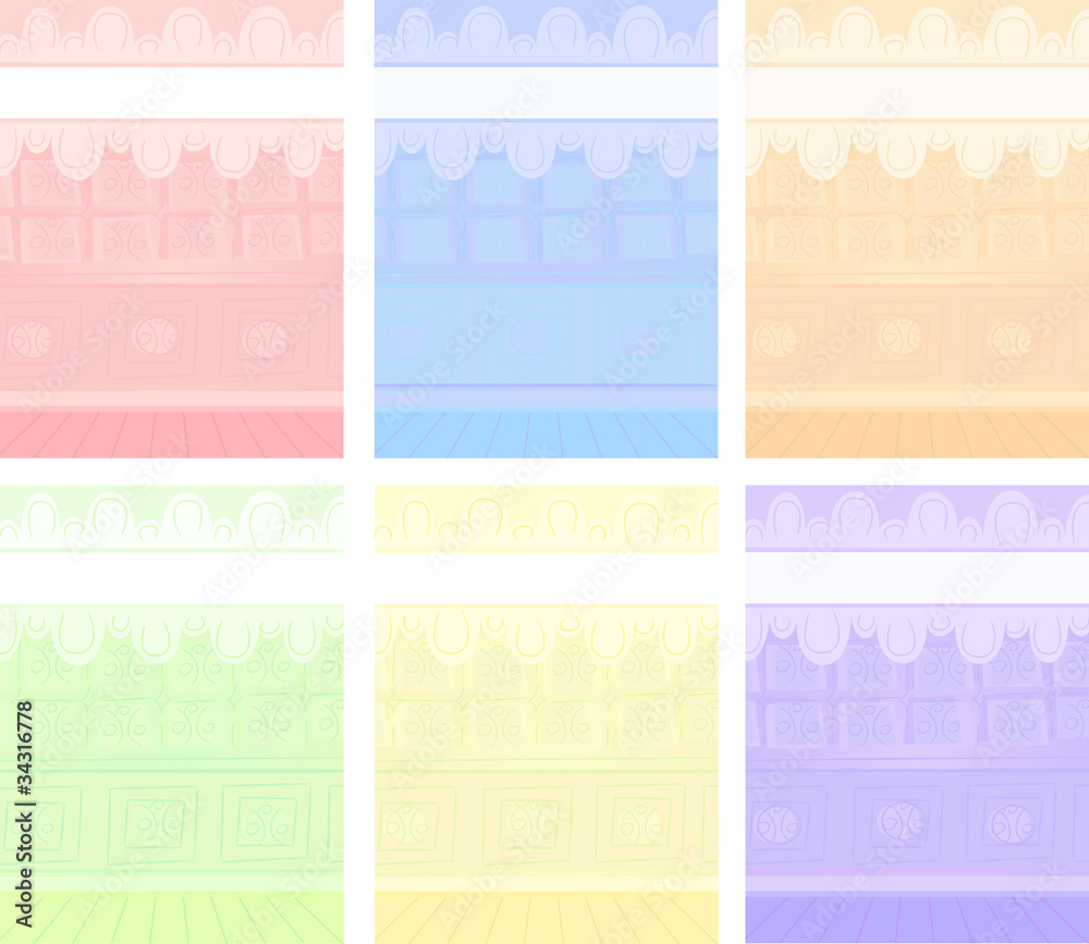 vector set of cartoon room with wall and copyspace backgrounds Stock ...