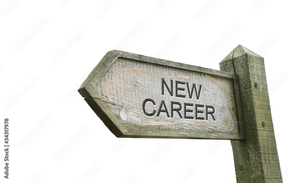 New Career Old Wooden Sign Stock Photo | Adobe Stock