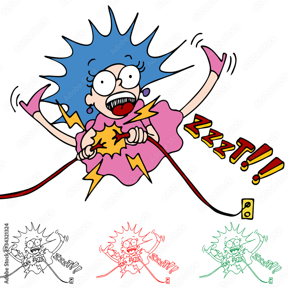Electrocuted Woman Stock Vector | Adobe Stock