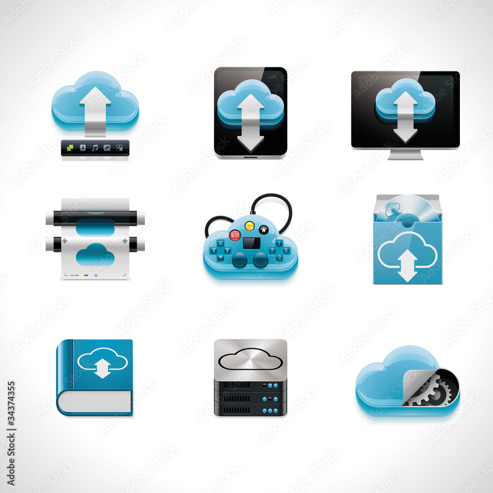 Vector cloud computing icon set Stock Vector | Adobe Stock