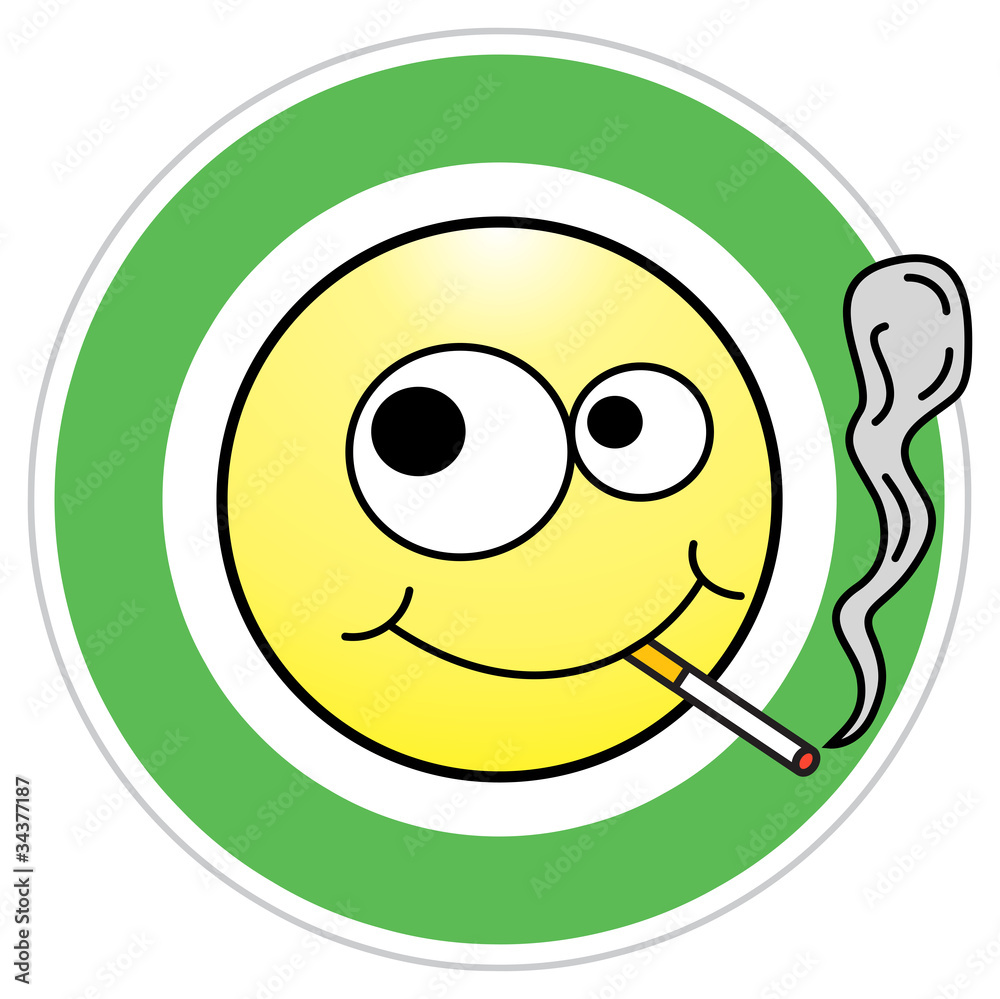 Smoking area sign. Funny smiley, vector illustration. Stock Vector ...