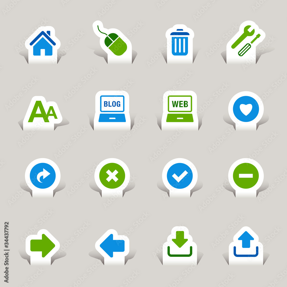 Papercut - Website and Internet Icons Stock Vector | Adobe Stock