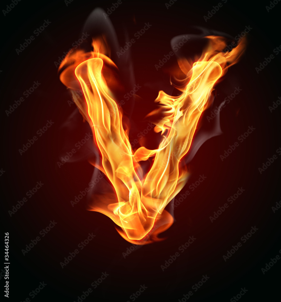 Fire letter "V" Stock Illustration | Adobe Stock