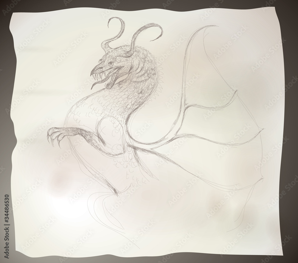 Dragon / Old map background Stock Vector | Adobe Stock