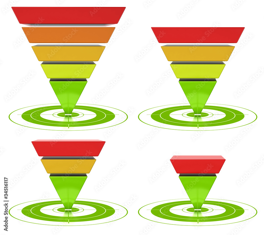 inverted pyramid, marketing conversion funnel diagram Stock ...