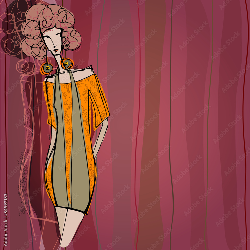 Modern fashion background with elegant stylized fashion model Stock ...