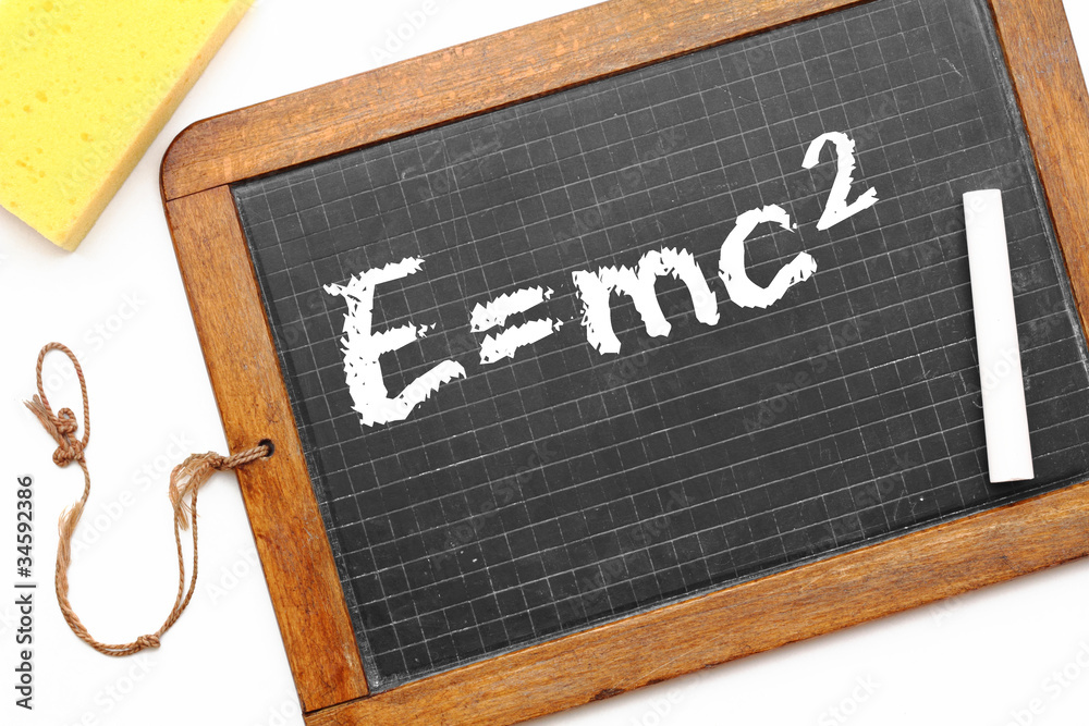 Alte Schiefertafel aus der Schule: E=mc² Stock-Foto | Adobe Stock Alte Schiefertafel aus der Schule: E=mc² Stock-Foto | Adobe Stock