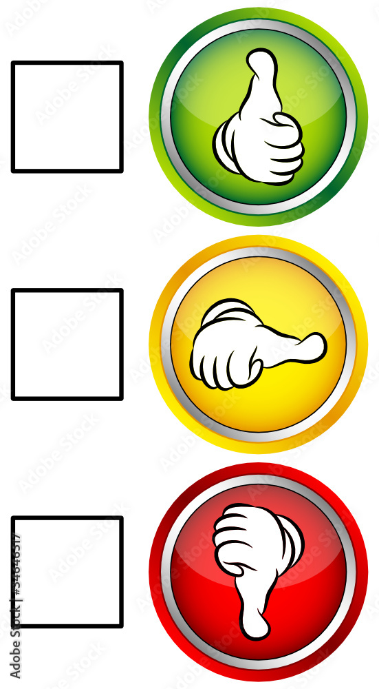Buttons Thumb Up, Middle & Down To Tick A Box Stock Vector | Adobe Stock