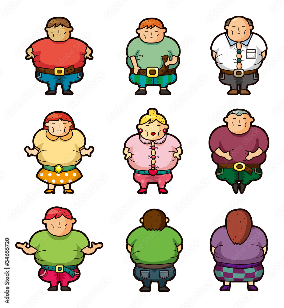 Cartoon Fat people icons Stock 벡터 | Adobe Stock