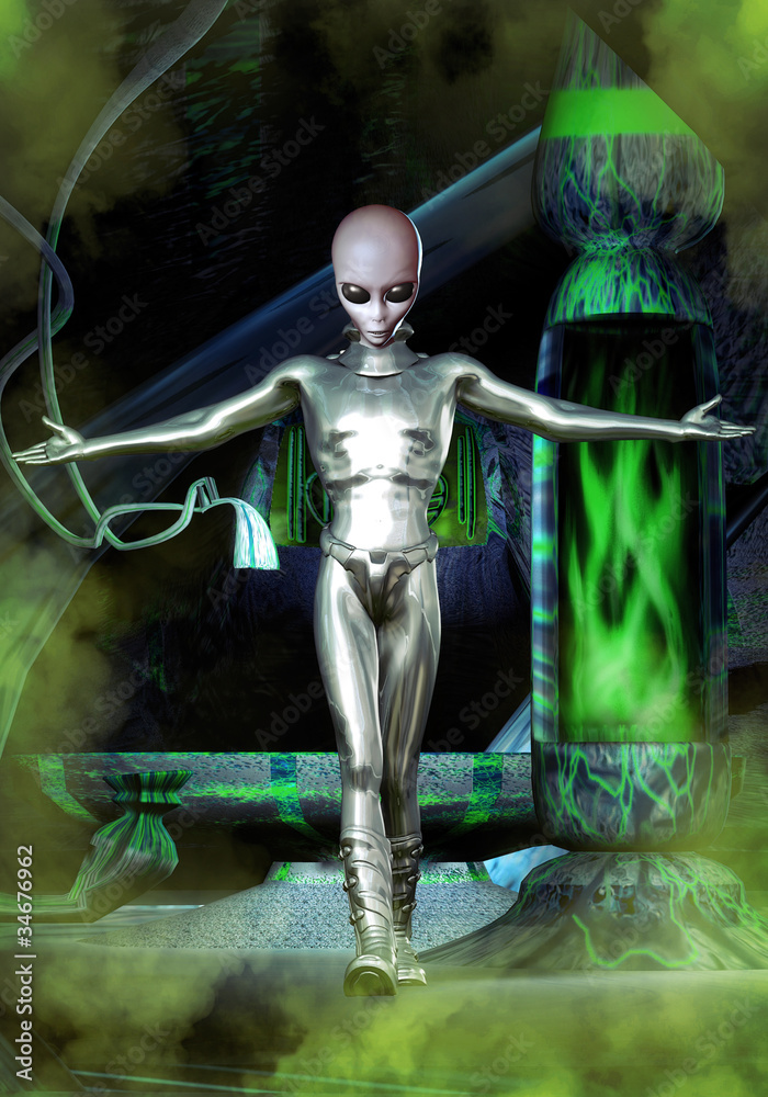 Illustrazione Stock alien grey abduction room | Adobe Stock