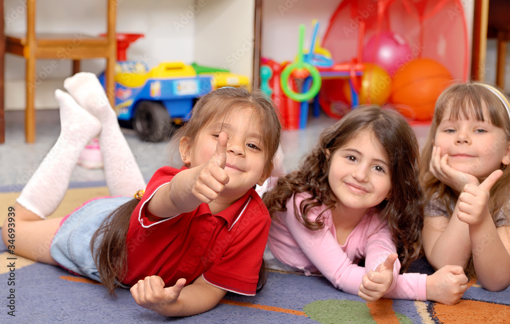 Little girls show sign OK Stock Photo | Adobe Stock