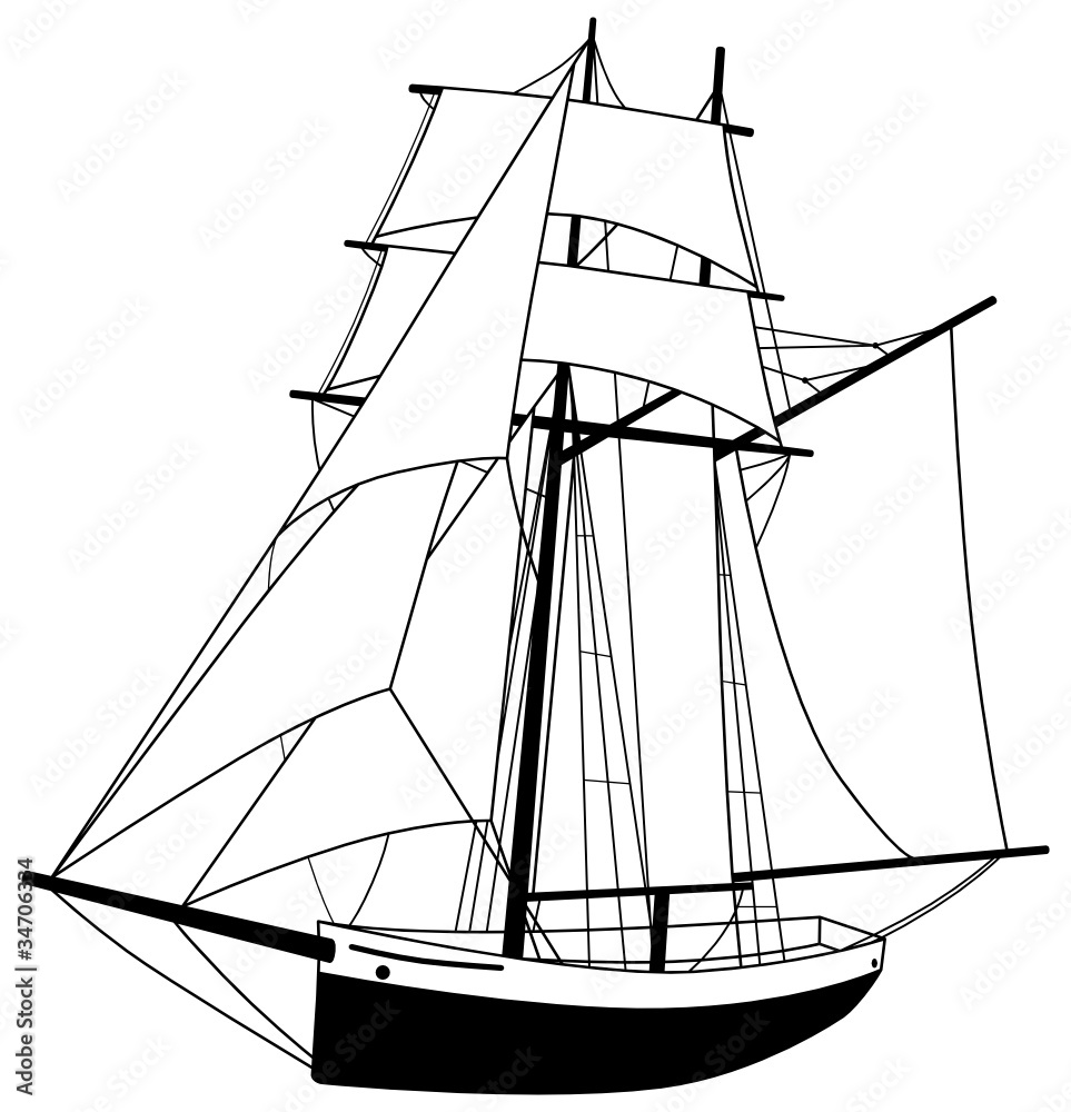 Segelboot Segelschiff Silhouette Schiff Boot Stock Vector | Adobe Stock