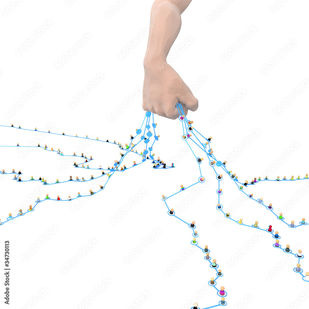 Cartoon Crowd, Line System Grab Stock Illustration | Adobe Stock