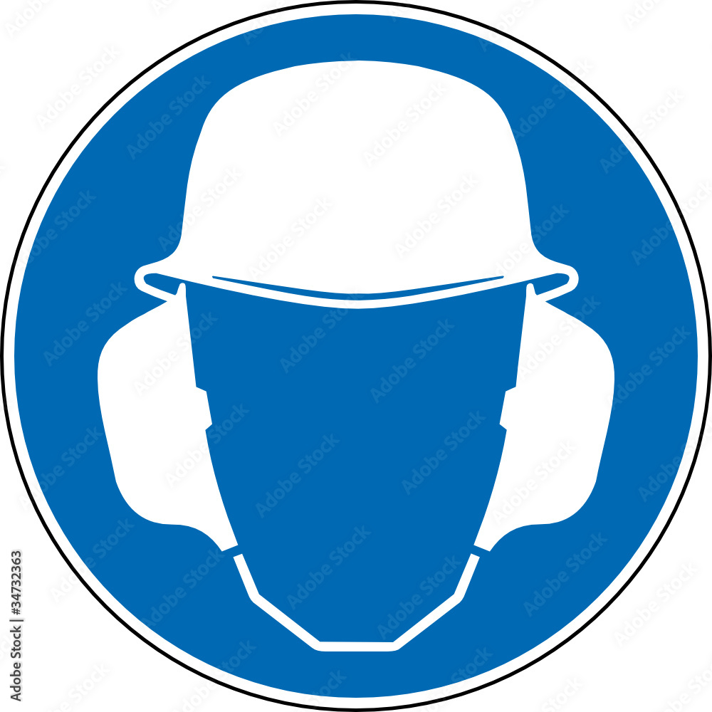 Gebotszeichen Gehörschutz und Kopfschutz Zeichen Stock Vector | Adobe Stock
