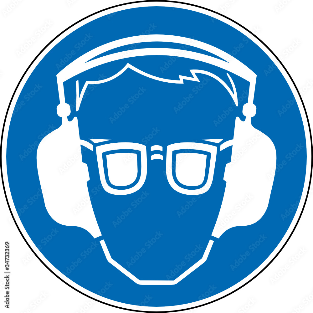 Gebotszeichen Gehörschutz und Augenschutz Zeichen Stock-Vektorgrafik ...