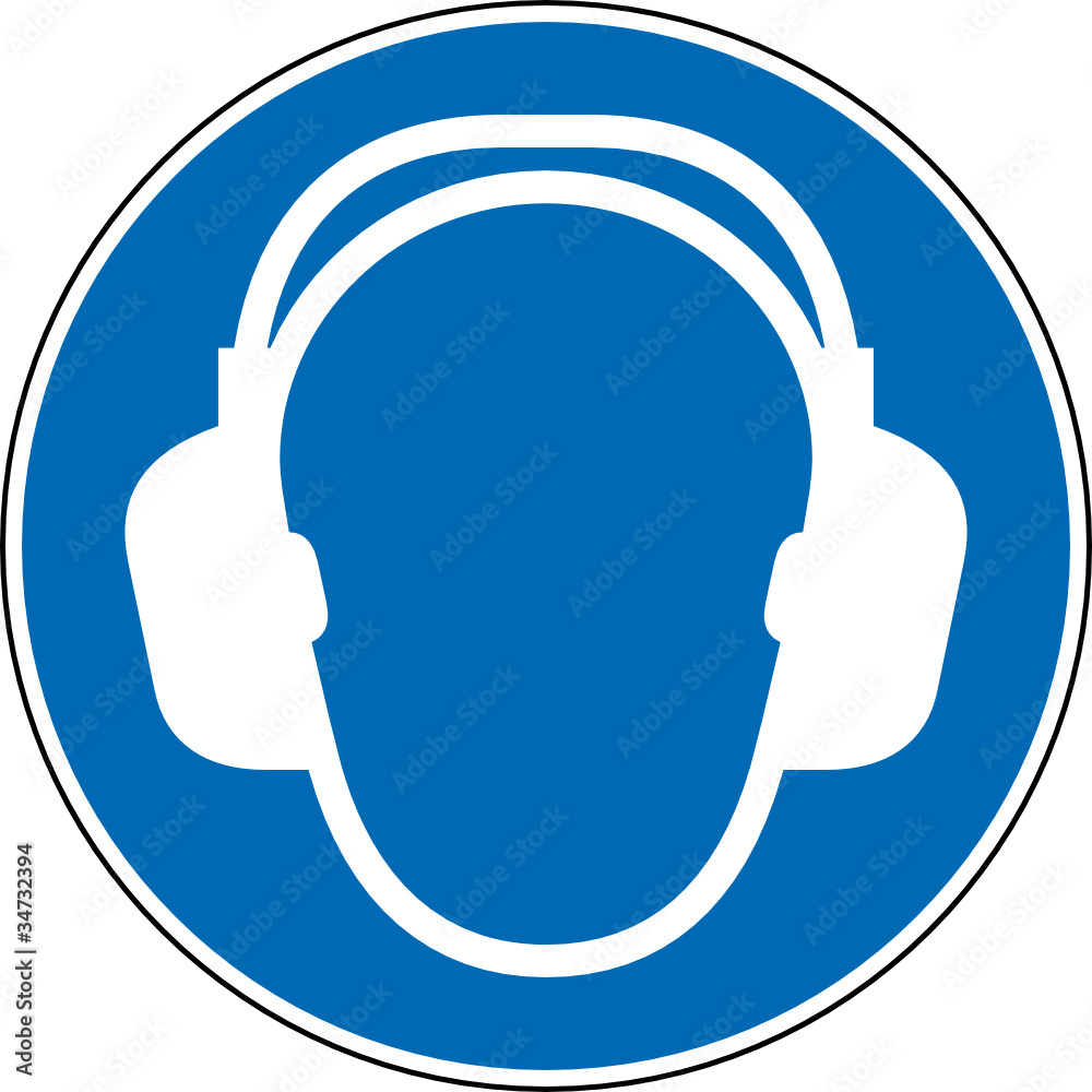Gebotszeichen Ohrenschutz Gehörschutz Schild Zeichen Stock Vector ...