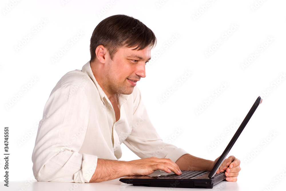 man with computer Stock-Foto | Adobe Stock