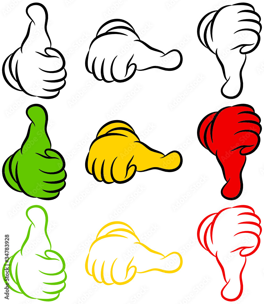Thumb Up, Middle & Down Stock Vector | Adobe Stock