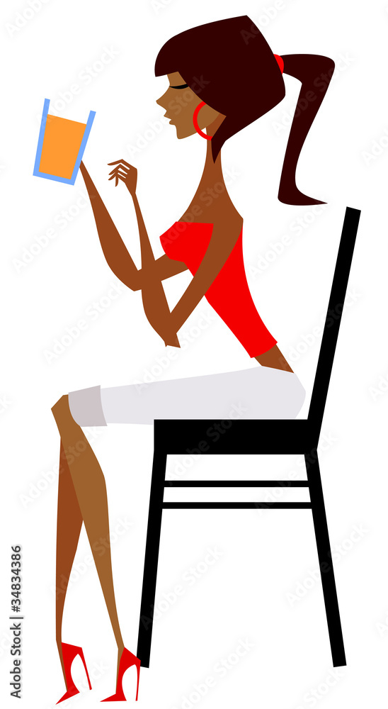 side view of woman sitting on chair Stock Vector | Adobe Stock