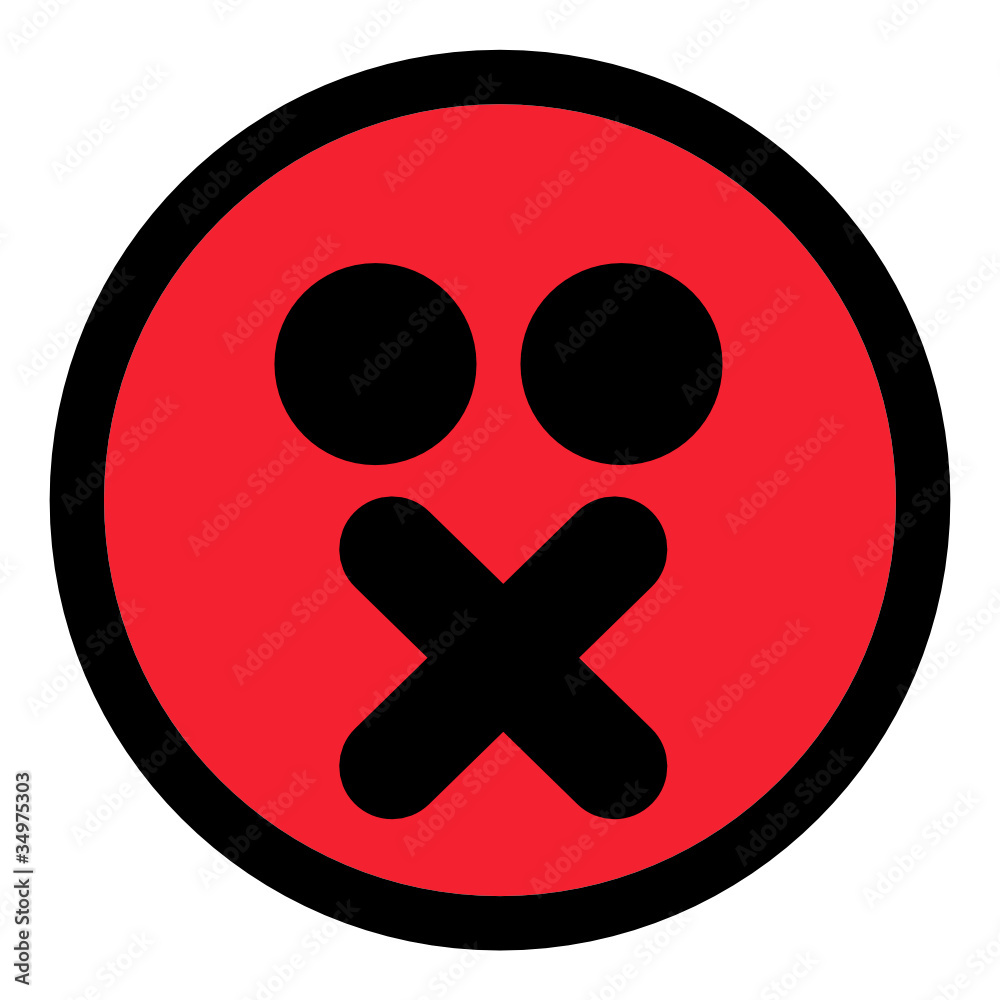 Vecteur Stock Non, refus, censuré, muet, interdit, smiley, visage ...