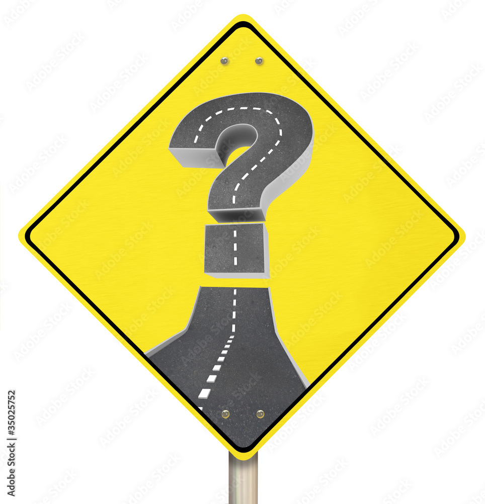 Question Mark Road on Yellow Warning Sign Confusion Stock Illustration ...