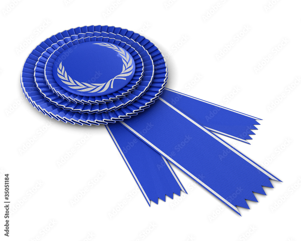 Blue Award Ribbon isolated over white background Stock Photo | Adobe Stock