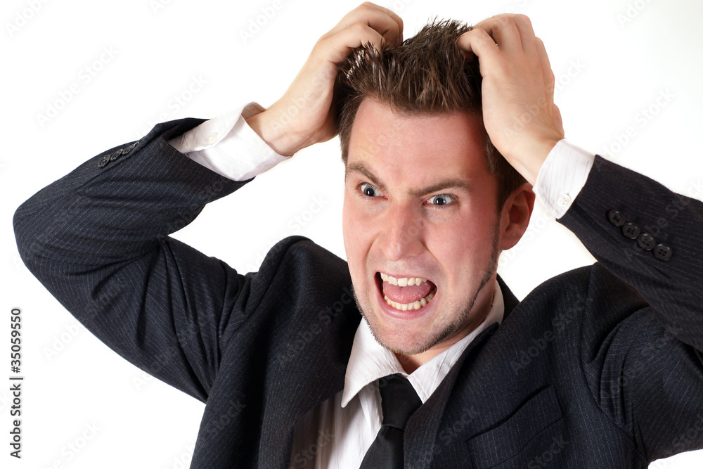 zum Haare raufen Stock-Foto | Adobe Stock