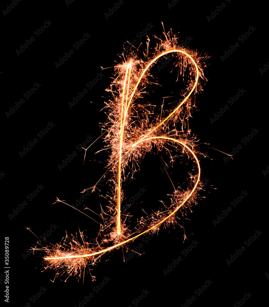 Letter B. Real sparkler alphabet Stock Photo | Adobe Stock