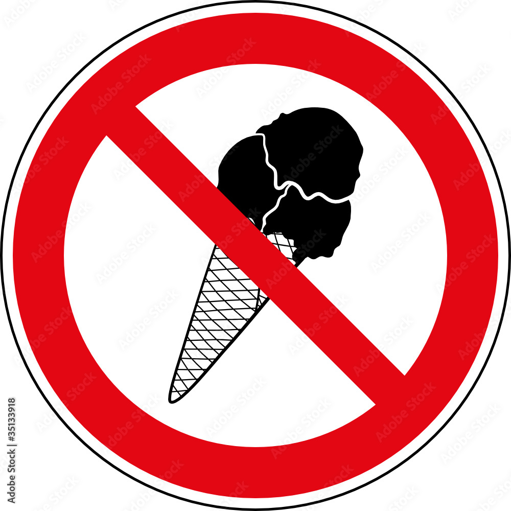 Verbotsschild Eis essen verboten Schild Zeichen Symbol Stock Vector ...