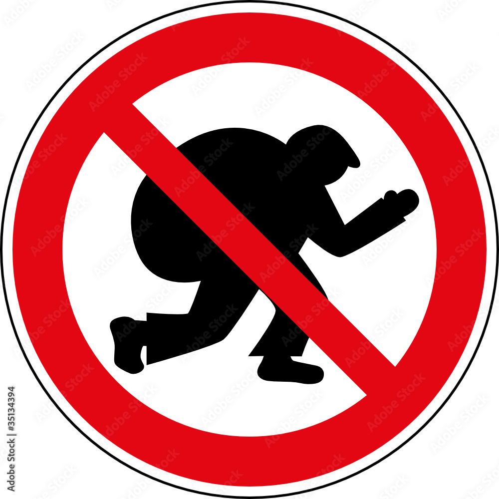 Verbotsschild Dieb Einbrecher Verbotszeichen Symbol vector de Stock ...