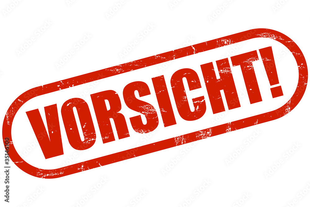 Grunge Stempel rot VORSICHT! Stock-Illustration | Adobe Stock