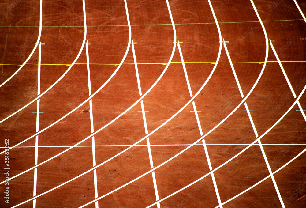paths for runnings of athletes at olympic stadium in barcelona, Stock ...