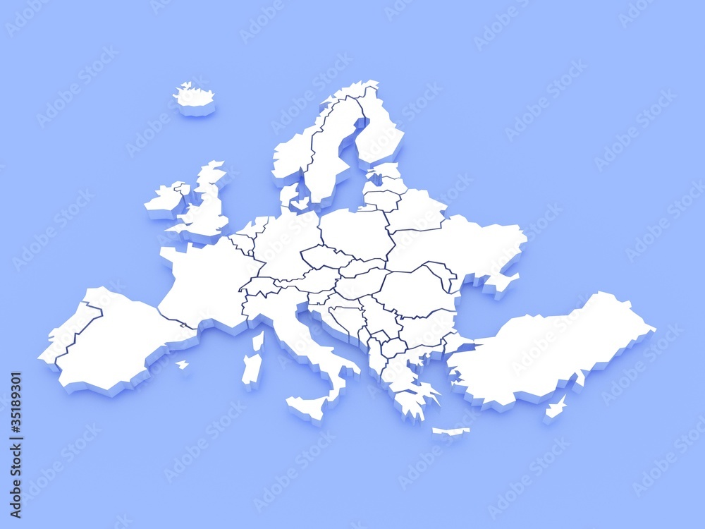 Poster 3d rendering of a map of Europe – Wall Art | UkPosters